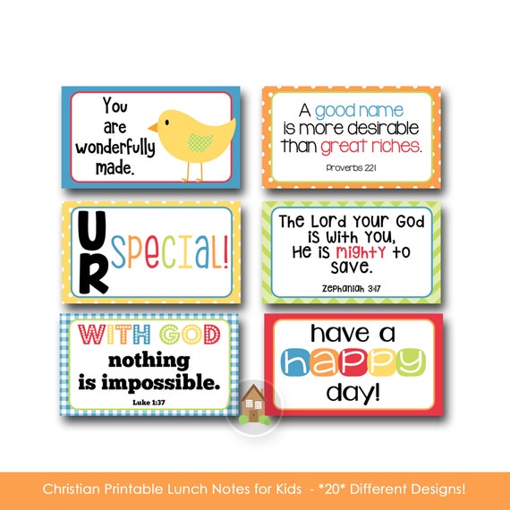 Lunch Box Notes for Kids Bible Verse Lunchbox Notes Happy - Etsy