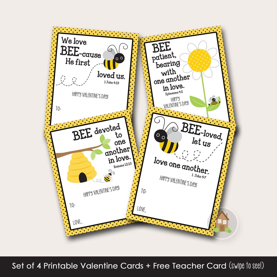 Bumble Bee Valentines | Christian, Scripture, Bible Verse Valentines ...