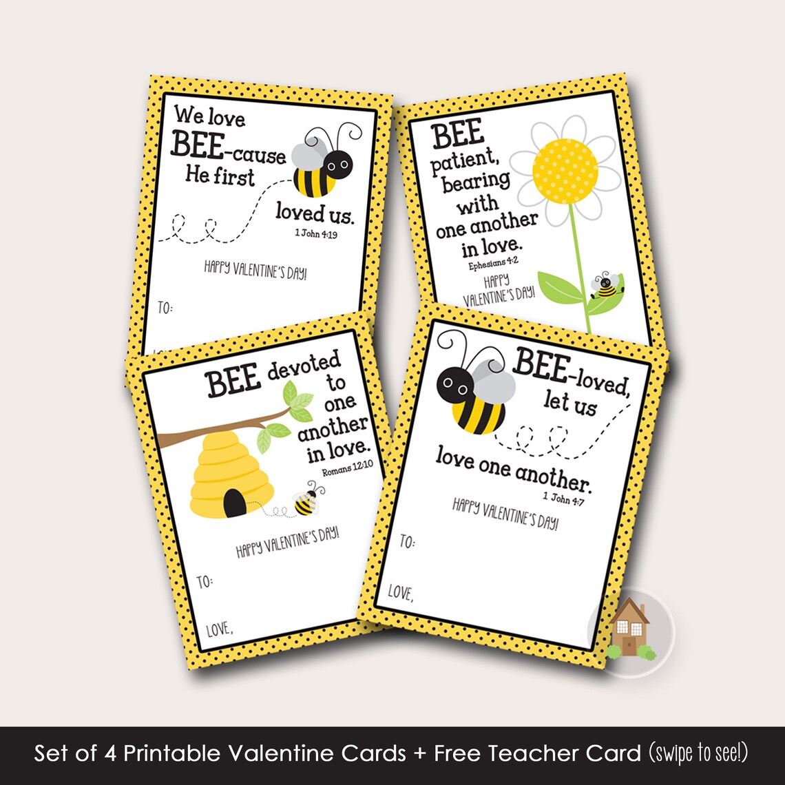 Bumble Bee Valentines | Christian, Scripture, Bible Verse Valentines ...