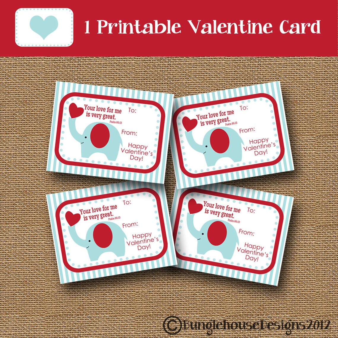 Elephant Valentine | Classroom Valentine for Kids | Christian ...