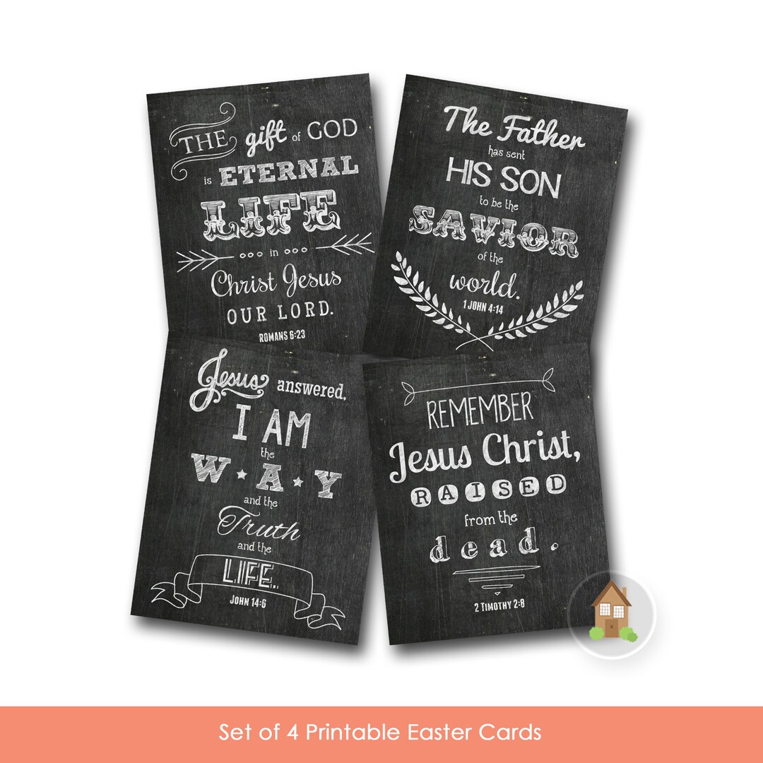 Chalkboard Easter Cards Easter Scripture Cards Religious, Bible ...