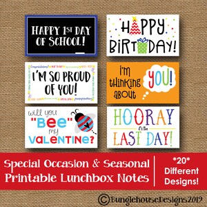 Printable Lunch Box Notes for Special Occasions and Seasons | You Print ...
