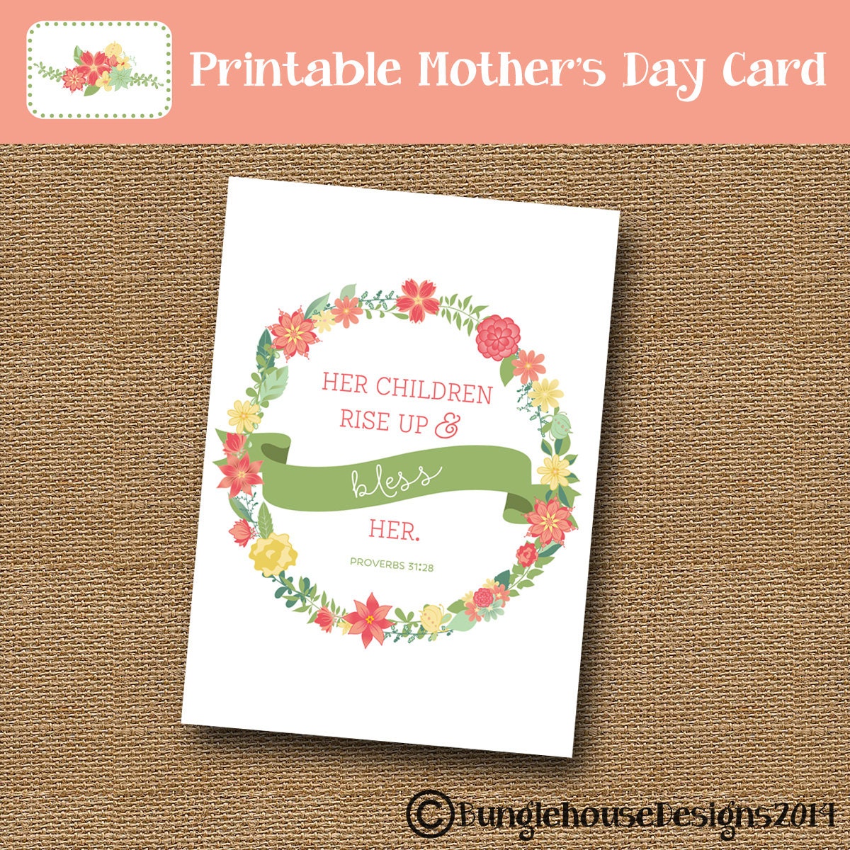 Instant Download | Mother's Day Floral Wreath | Christian, Scripture ...