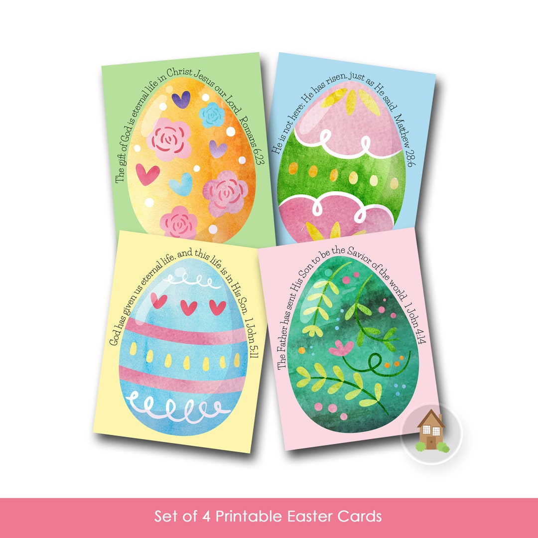 Printable Easter Cards With Scriptures Beautiful Watercolor Egg ...