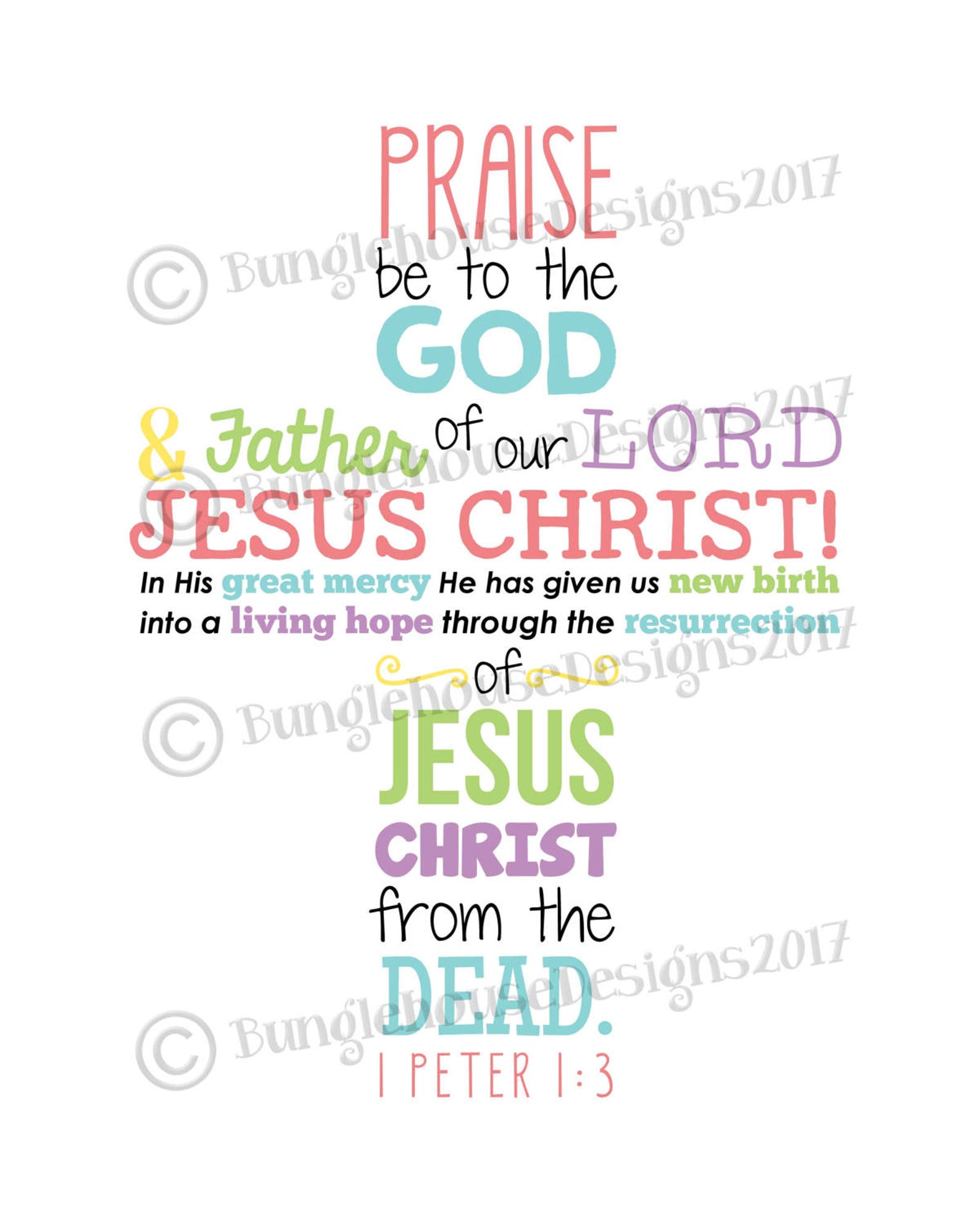 Easter Cross Scripture Typography | Printable Christian Resurrection ...