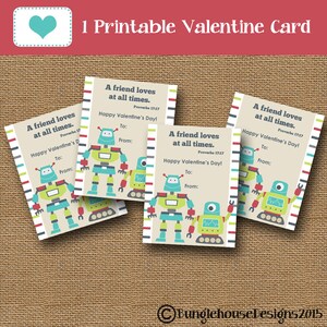 Robot Valentine Card DIY PRINTABLE Boy Valentine - Etsy