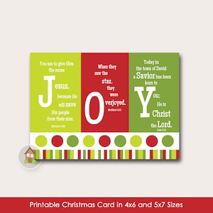 Instant Download Printable Christmas Card DIY PRINTABLE JOY Printable ...