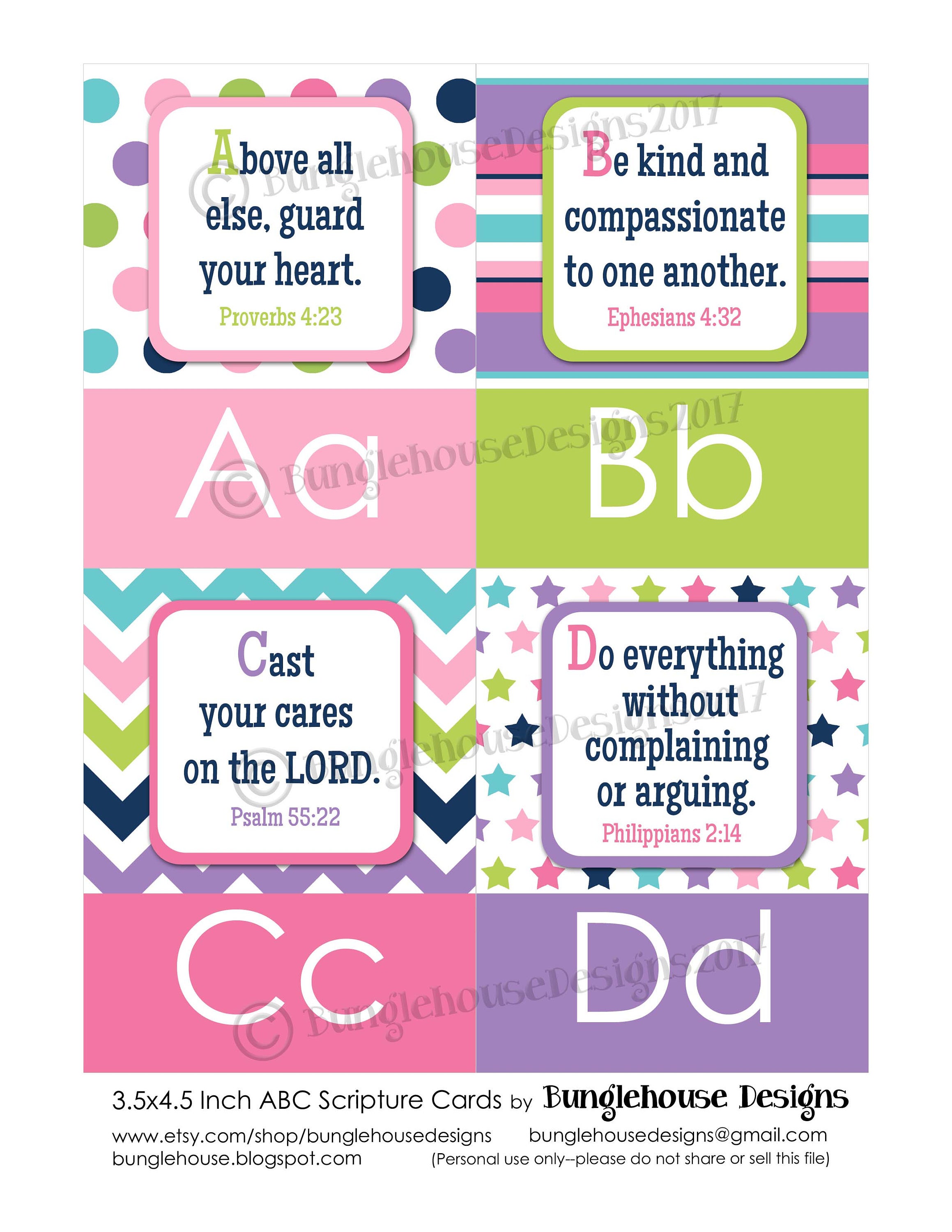 ABC Scripture Flashcards Girl's Bible Verse Alphabet | Etsy