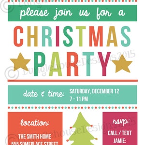 Christmas Party Invitation Colorful Holiday Party Invite - Etsy