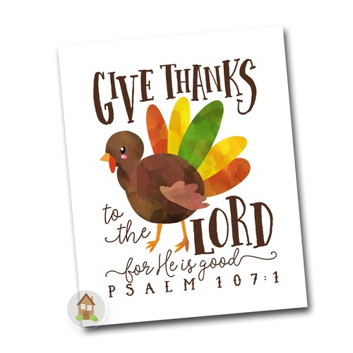 Give Thanks to the Lord Printable Psalm 107:1 Print Autumn - Etsy
