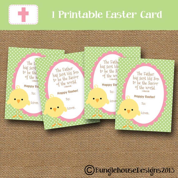 Printable Kids Easter Card Easter Chick Card Scripture | Etsy