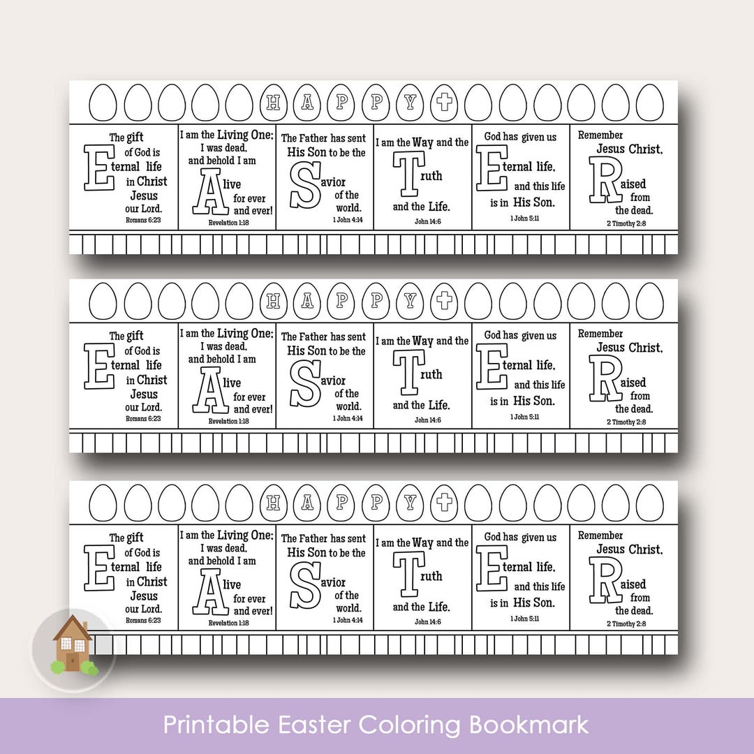 Easter Coloring Printable Bookmark | Happy EASTER Scripture, Bible ...