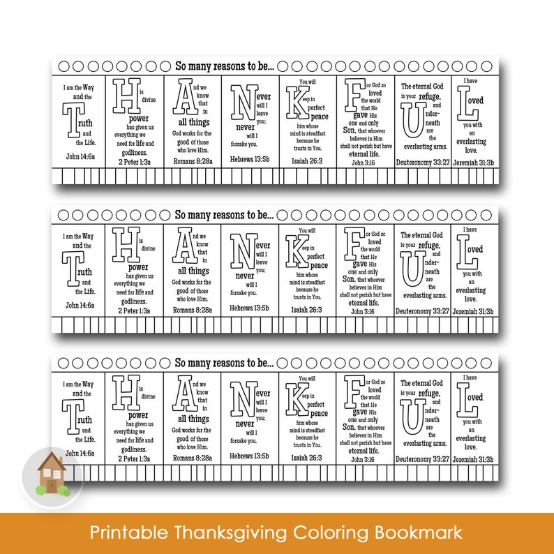 Printable Coloring Bookmark for Thanksgiving Thankful - Etsy