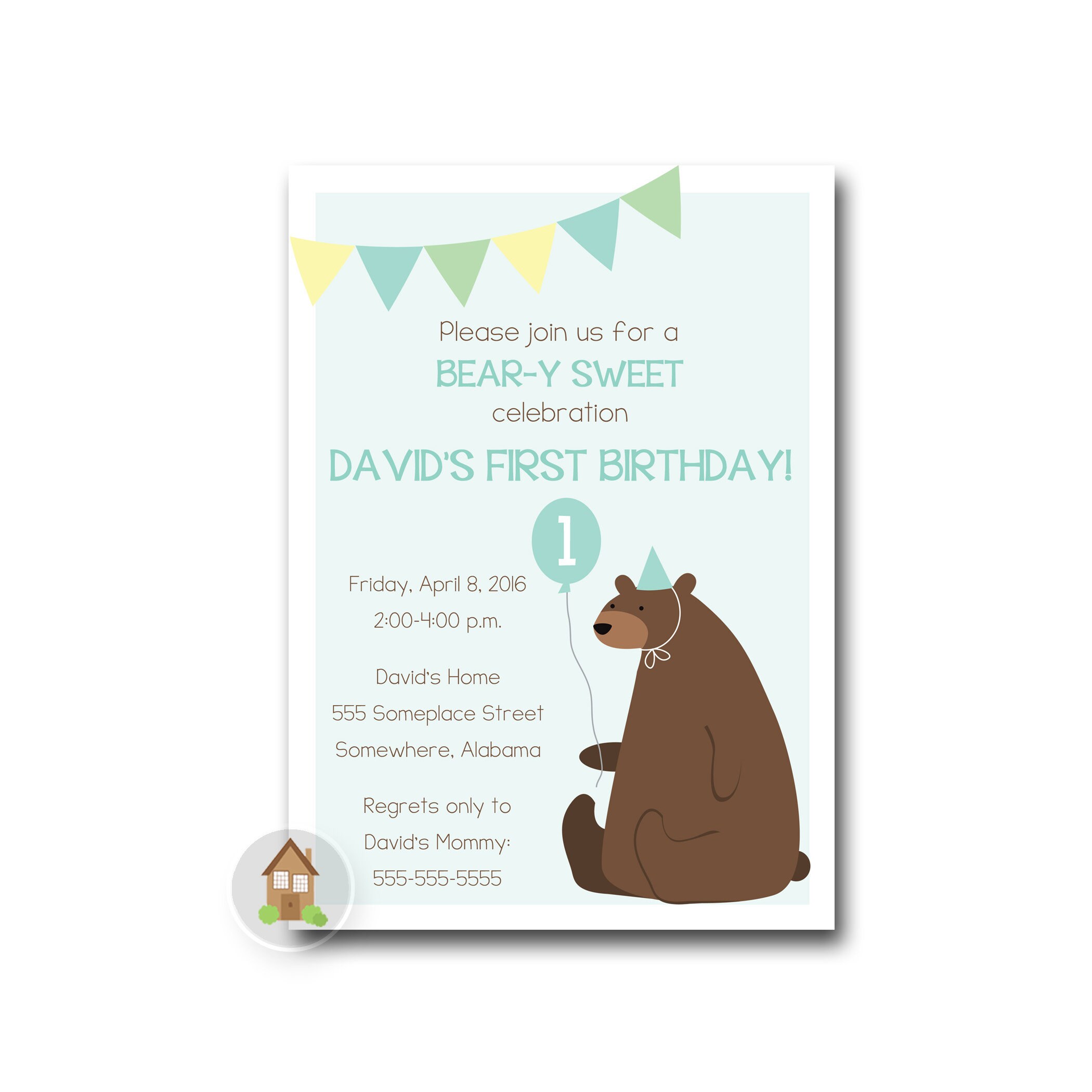 Bear Birthday Invitation Little Boy's Beary Sweet | Etsy