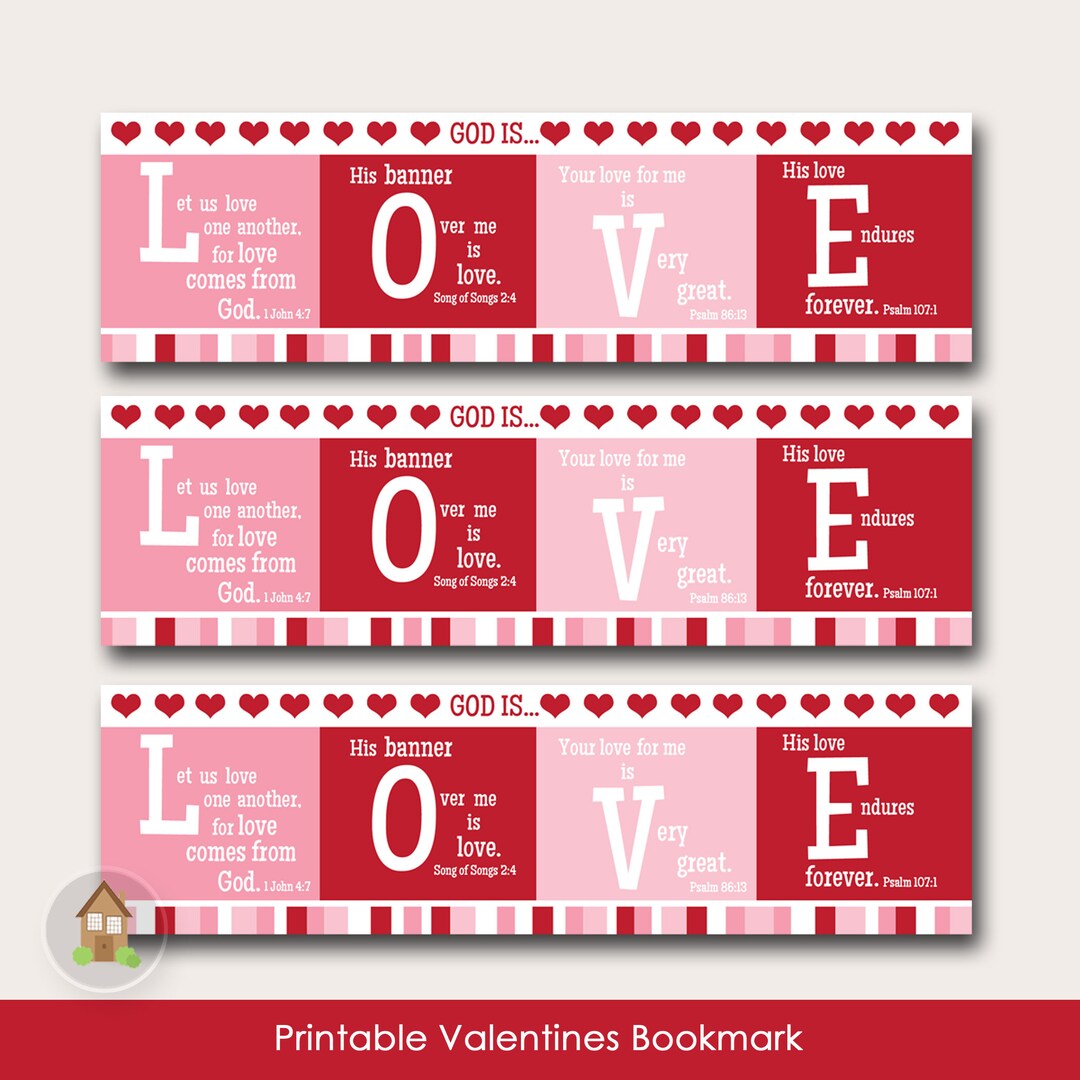 Printable Valentine's Day Bookmark, God is Love Scripture, Bible Verse ...