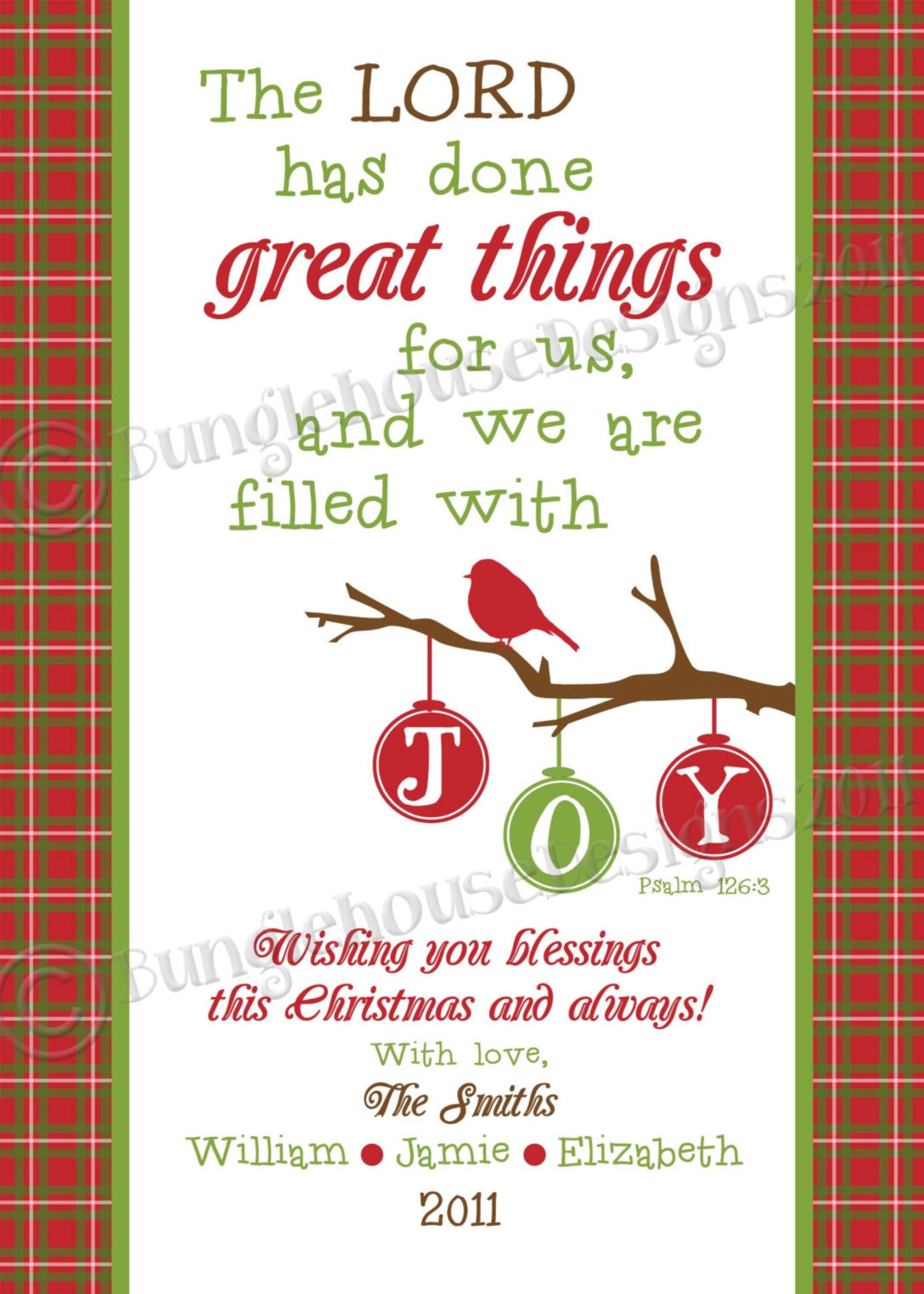 Printable Christmas Card No Picture | Classic Red and Green Card ...
