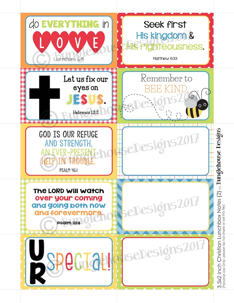 Lunch Box Notes for Kids Bible Verse Lunchbox Notes Happy - Etsy