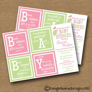 Baby Girl Shower Invitation Baby Blocks Invitation Choose - Etsy