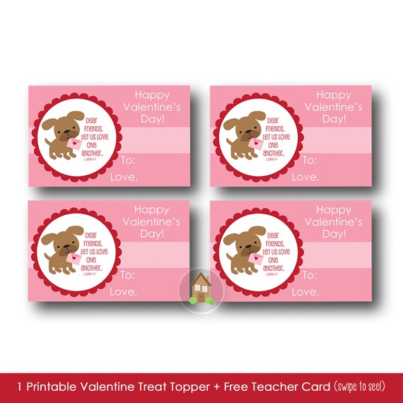 Valentine Treat Bag Topper for Kids Puppy Dog Valentine | Etsy