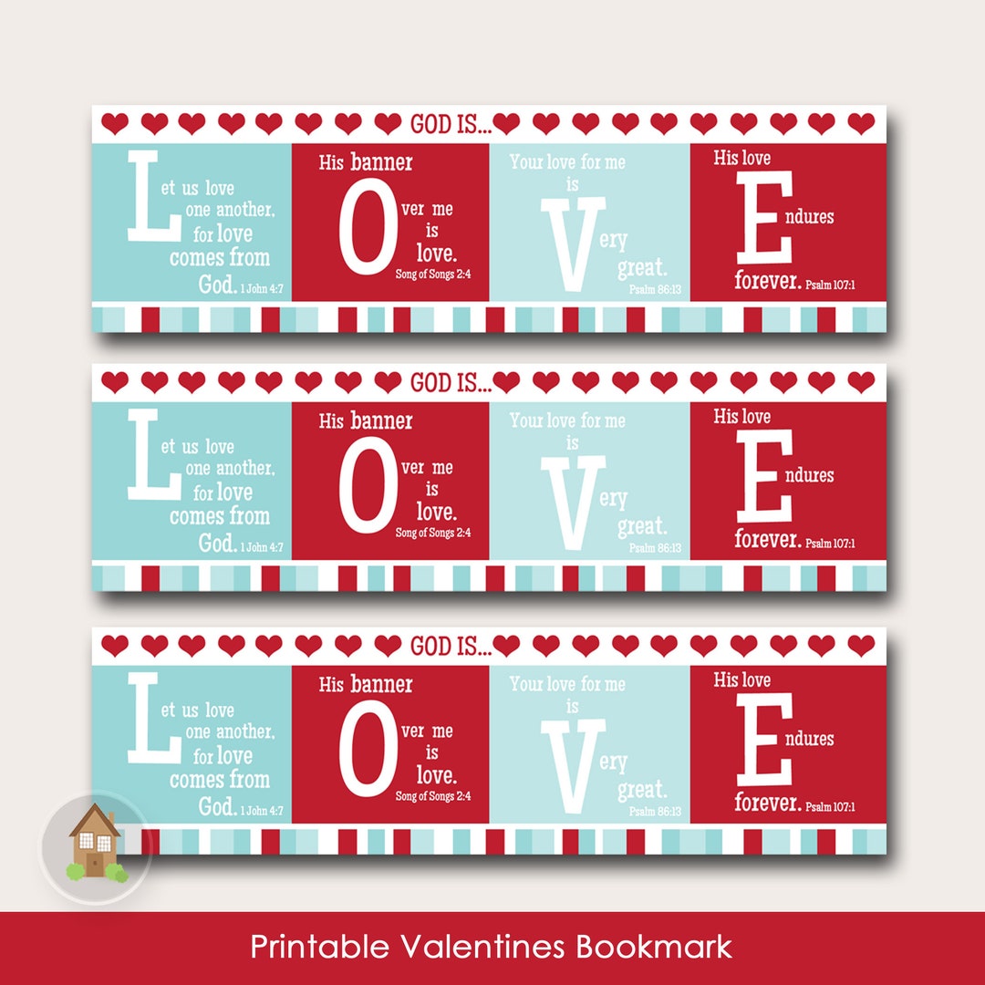 Christian Valentine's Day Bookmark | God is LOVE Printable Scripture ...