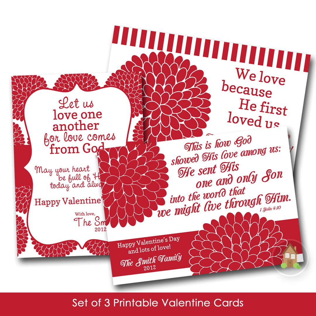 Bible Verse Valentines Set of 3 Valentine Cards 1 John - Etsy