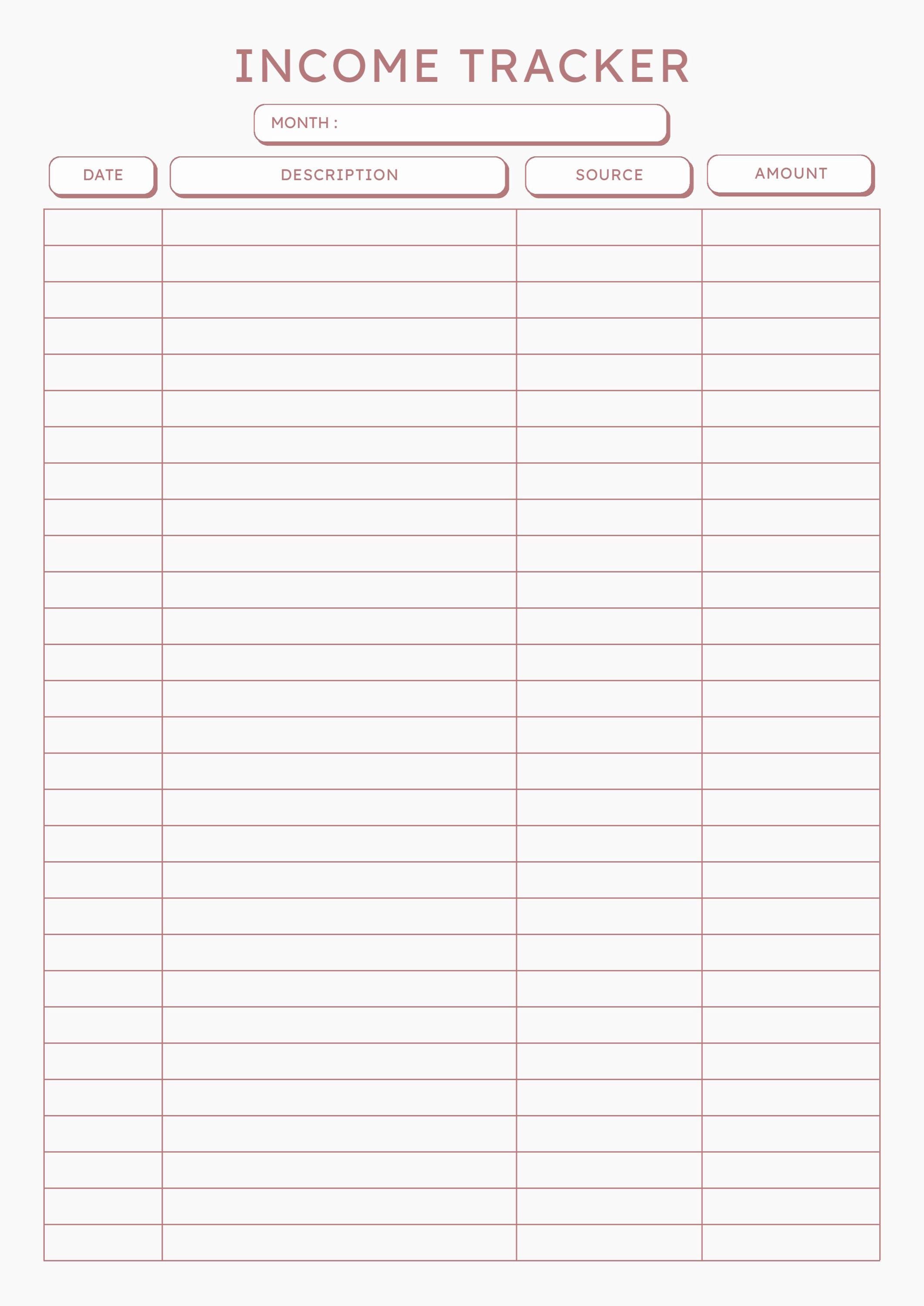 Income Expense Tracker Printable PDF | Monthly Finance Planner (A4 US ...