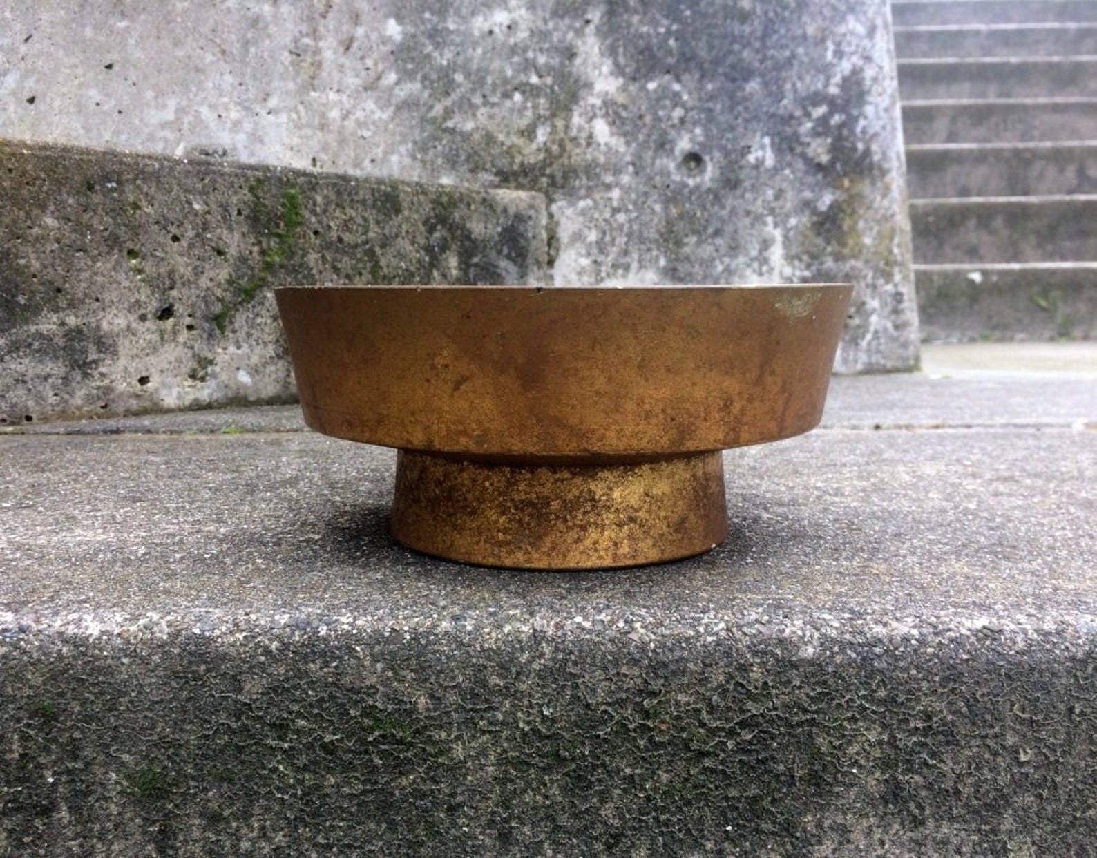 Gold Bowl -- Beautiful Pedestal Bowl With a Golden Finish -- Made in ...