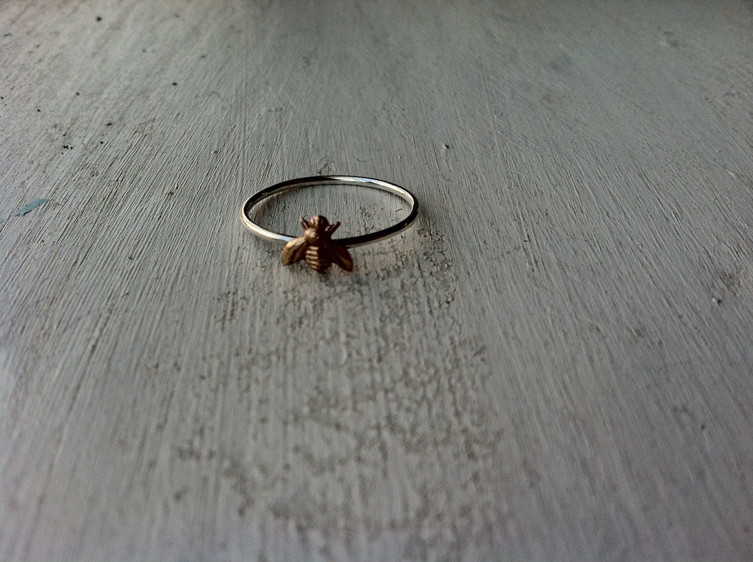 Tiny Little Bumblebee Ring /// Brass on .925 Sterling Silver - Etsy