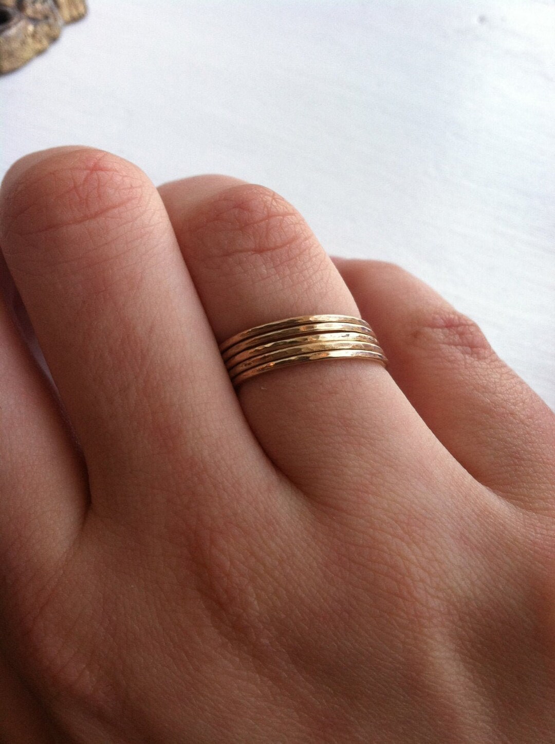Set of 5 14k Gold Fill Stacking Rings Smooth, Hammered, or Rope ...