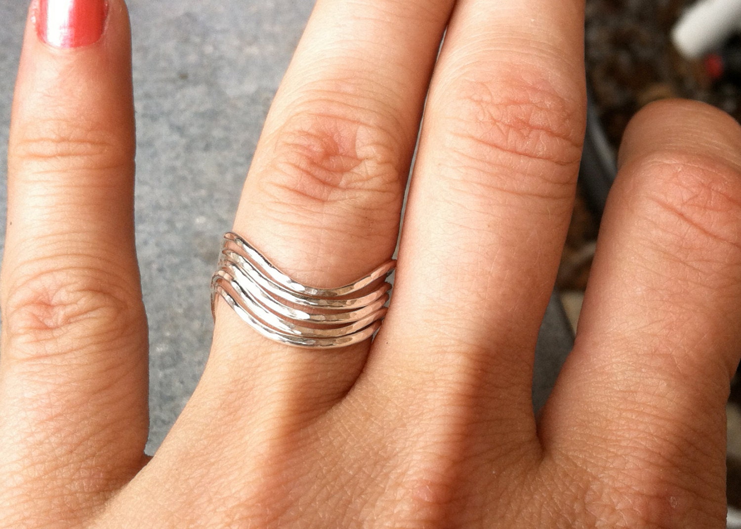 Hammered Sterling Silver Wavy Ring // 18g1mm or 16g 1.3mm - Etsy