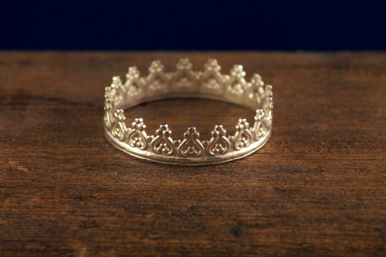 Sterling Silver Crown Stacking Ring - Etsy
