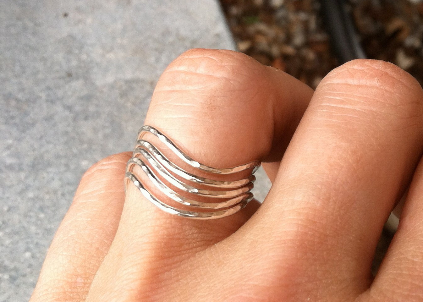 Hammered Sterling Silver Wavy Ring // 18g1mm or 16g 1.3mm - Etsy