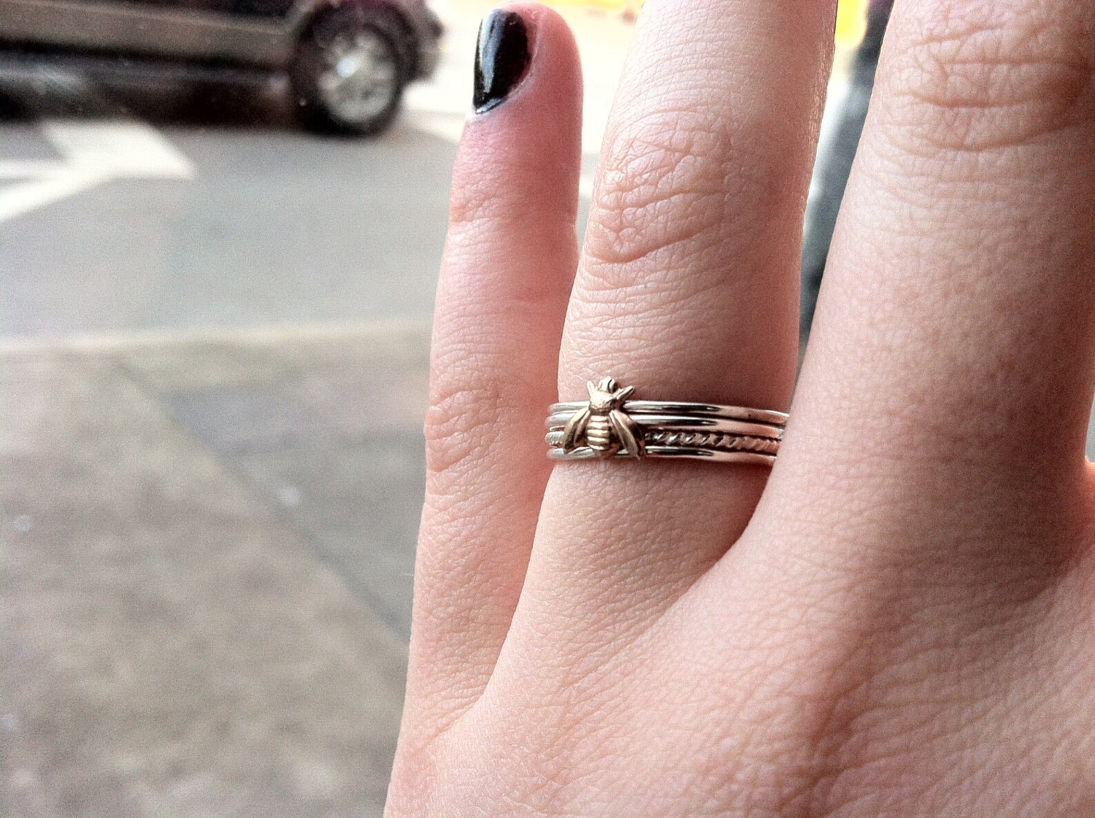 Tiny Little Bumblebee Ring /// Brass on .925 Sterling Silver - Etsy