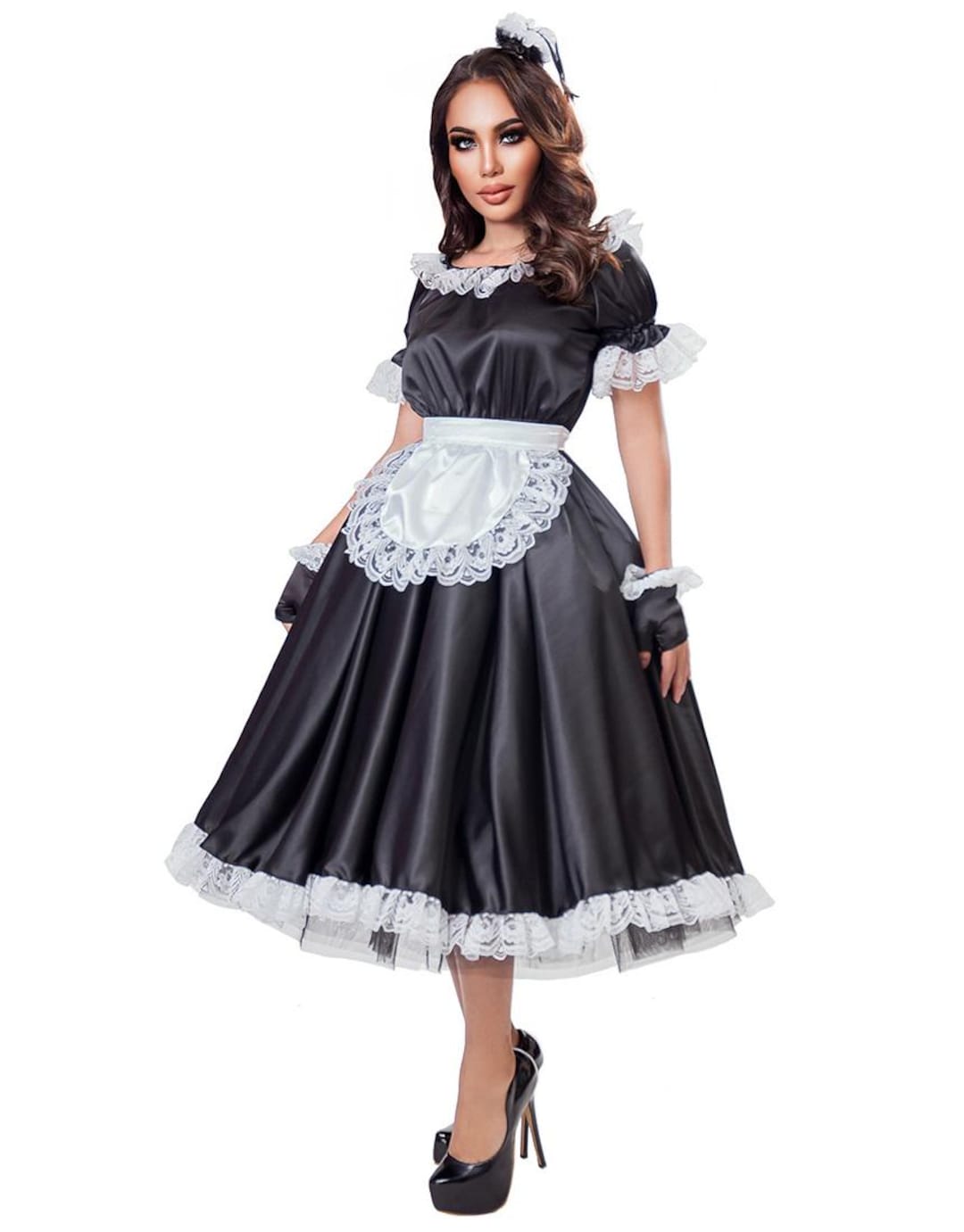Long Satin French Role Play Maid Outfit, Customizable. - Etsy