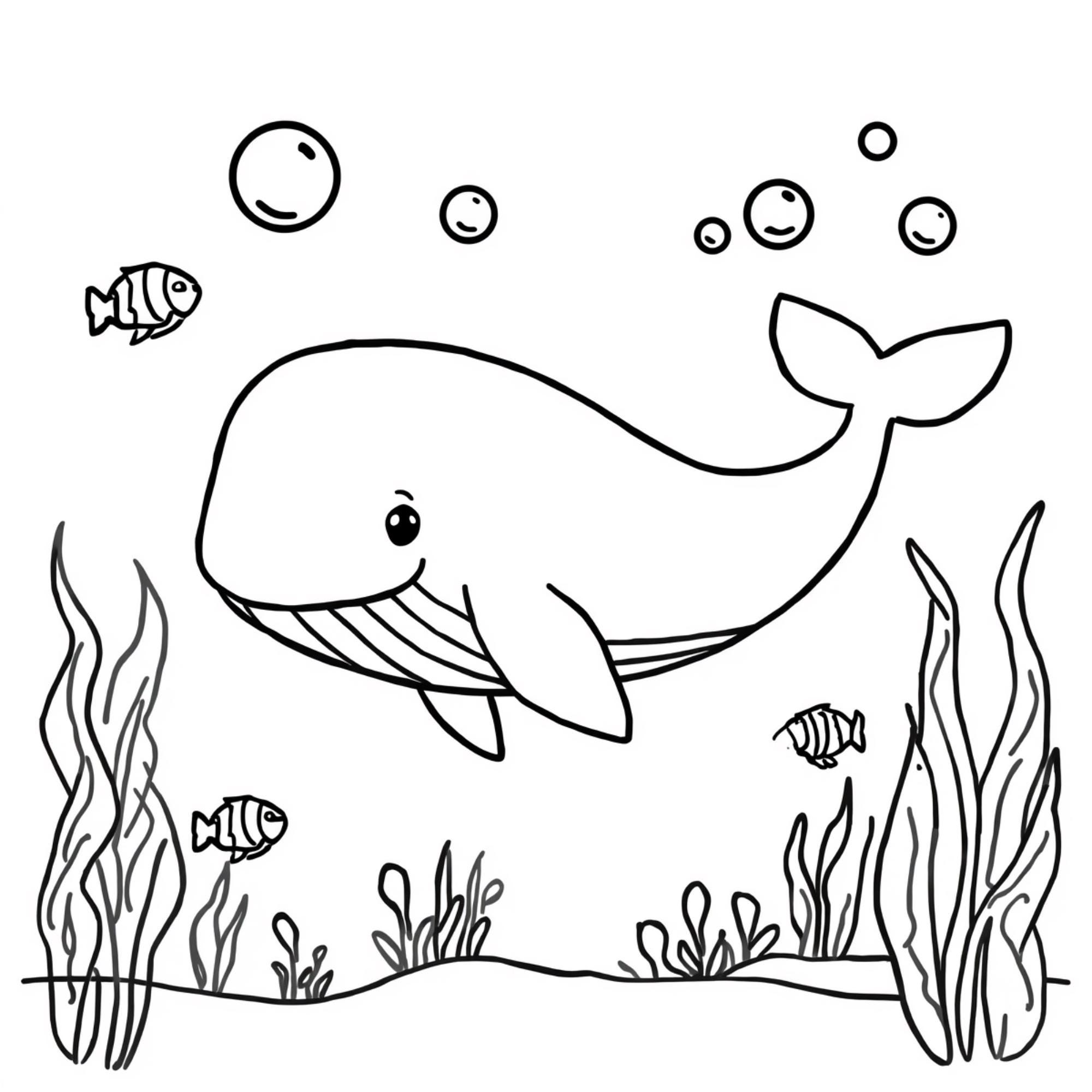 Whale Colouring Page Printable for Kids | Ocean Animal Colouring Sheet ...