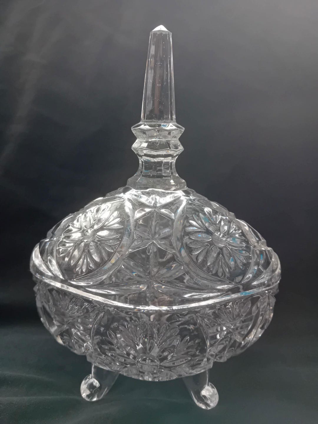 1970s Vintage Lead Crystal Bonbonniere - Glass Candy Dish, Decorative ...