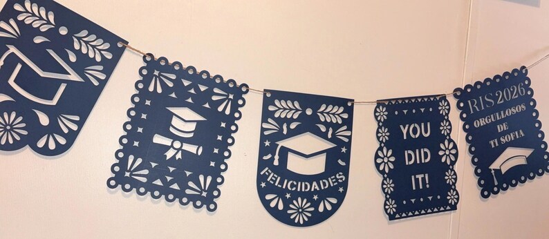 Graduation Papel Picado Banner, Personalized Name, Year, School Colors ...