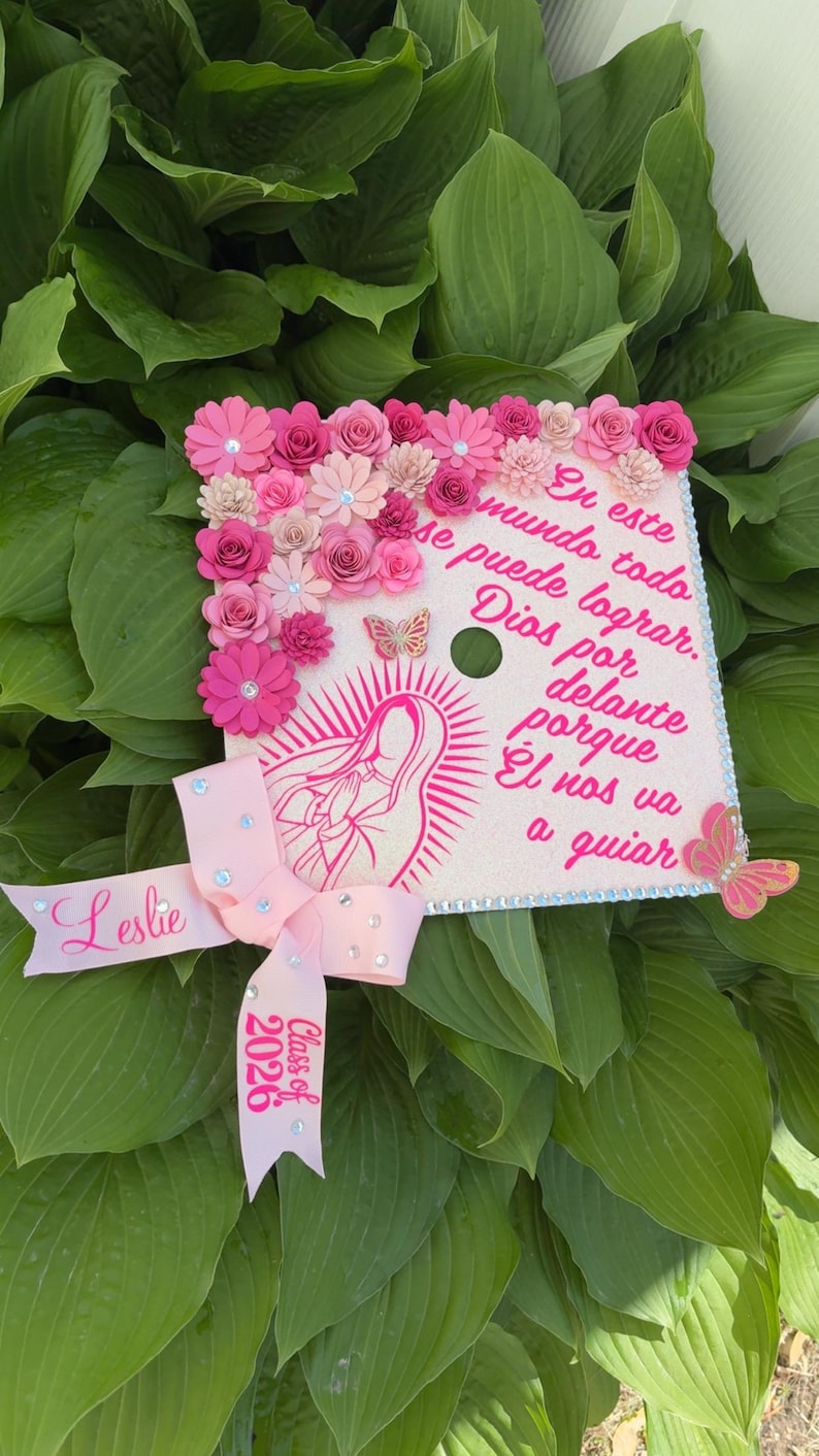 Floral Graduation Cap Topper | Personalized Name, Quote | Faith Based ...