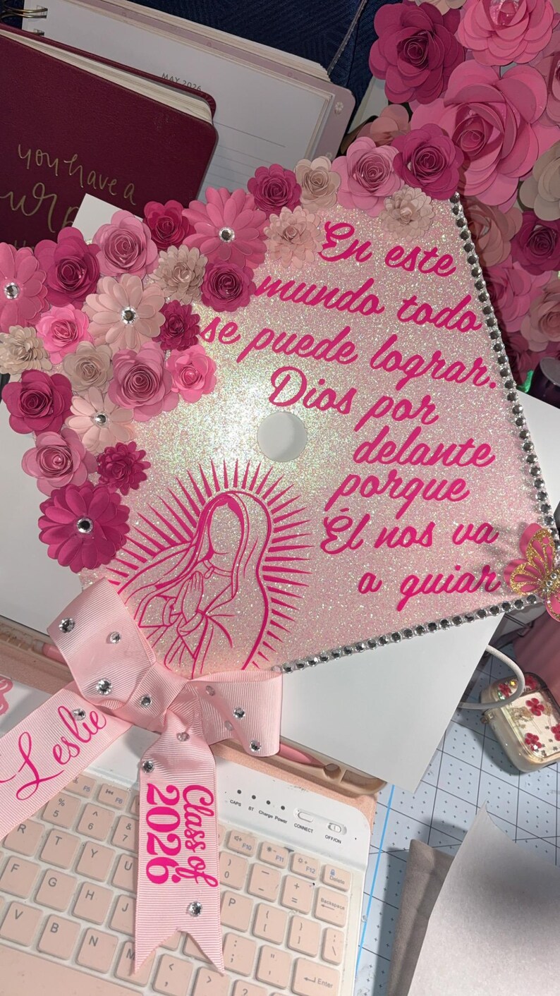 Floral Graduation Cap Topper | Personalized Name, Quote | Faith Based ...