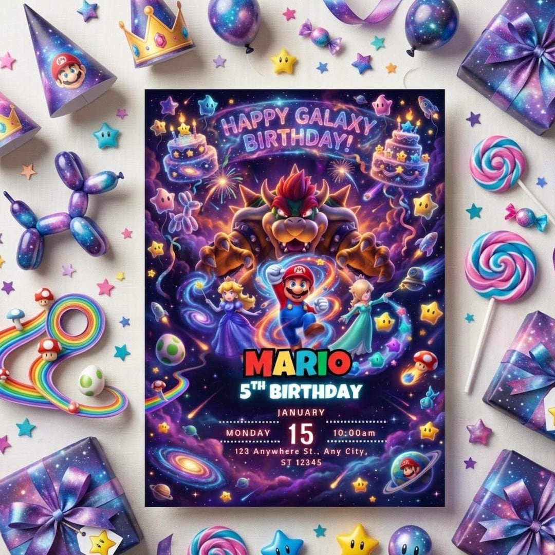Super Mario Birthday Invitation, Boys Gaming Party Invite, Editable ...