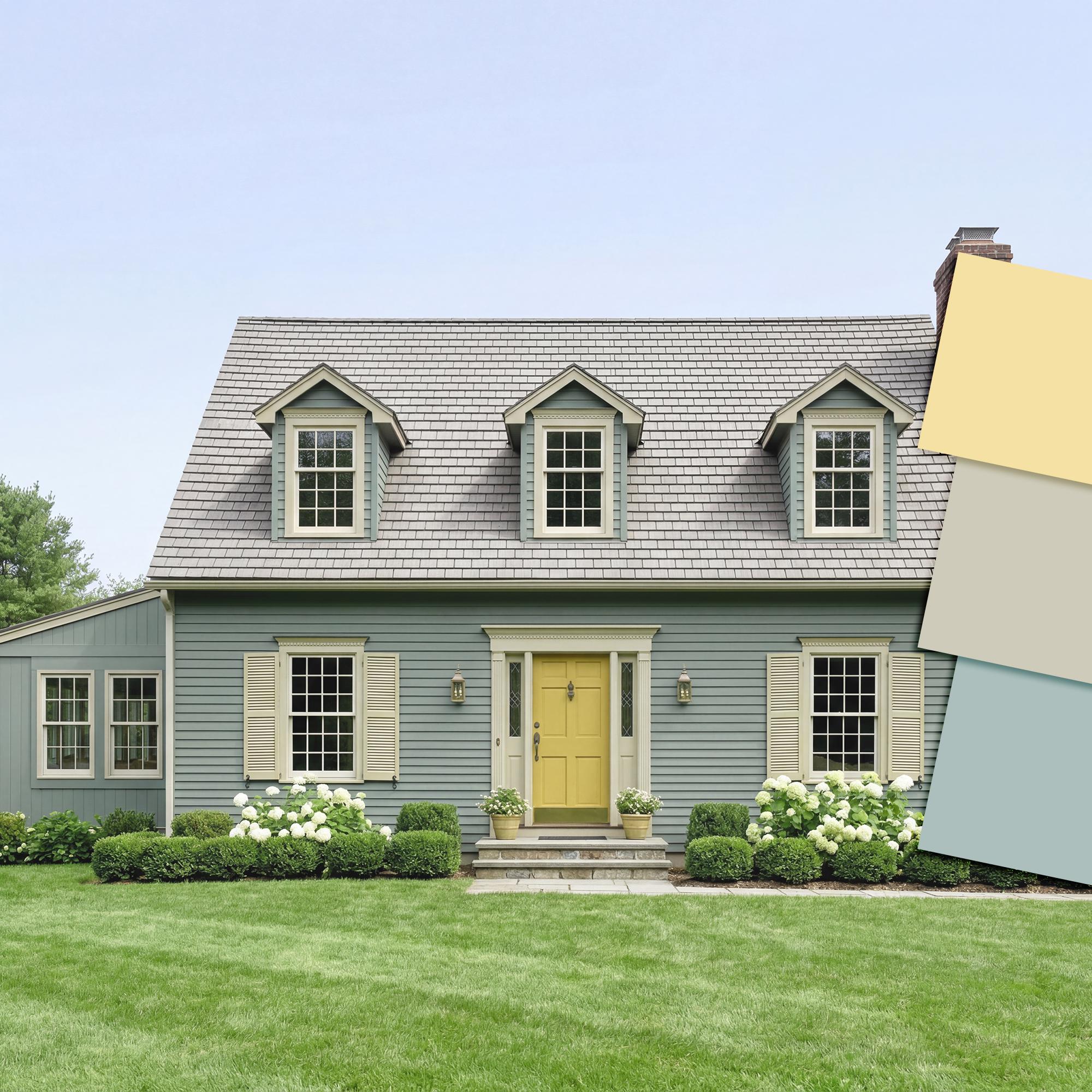 Muted Slate, Sage & Primrose Classic Cape Cod Exterior Color Palette ...