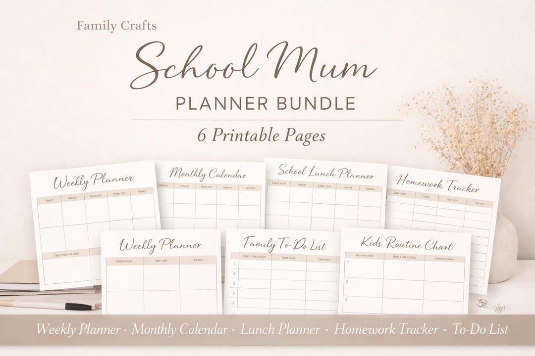 School Family Planner Printable Bundle | Homework Tracker | Kids ...