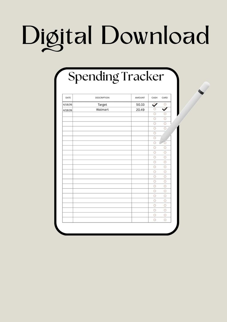 Simple Spending Tracker Printable | Daily Expense Tracker | Minimalist ...