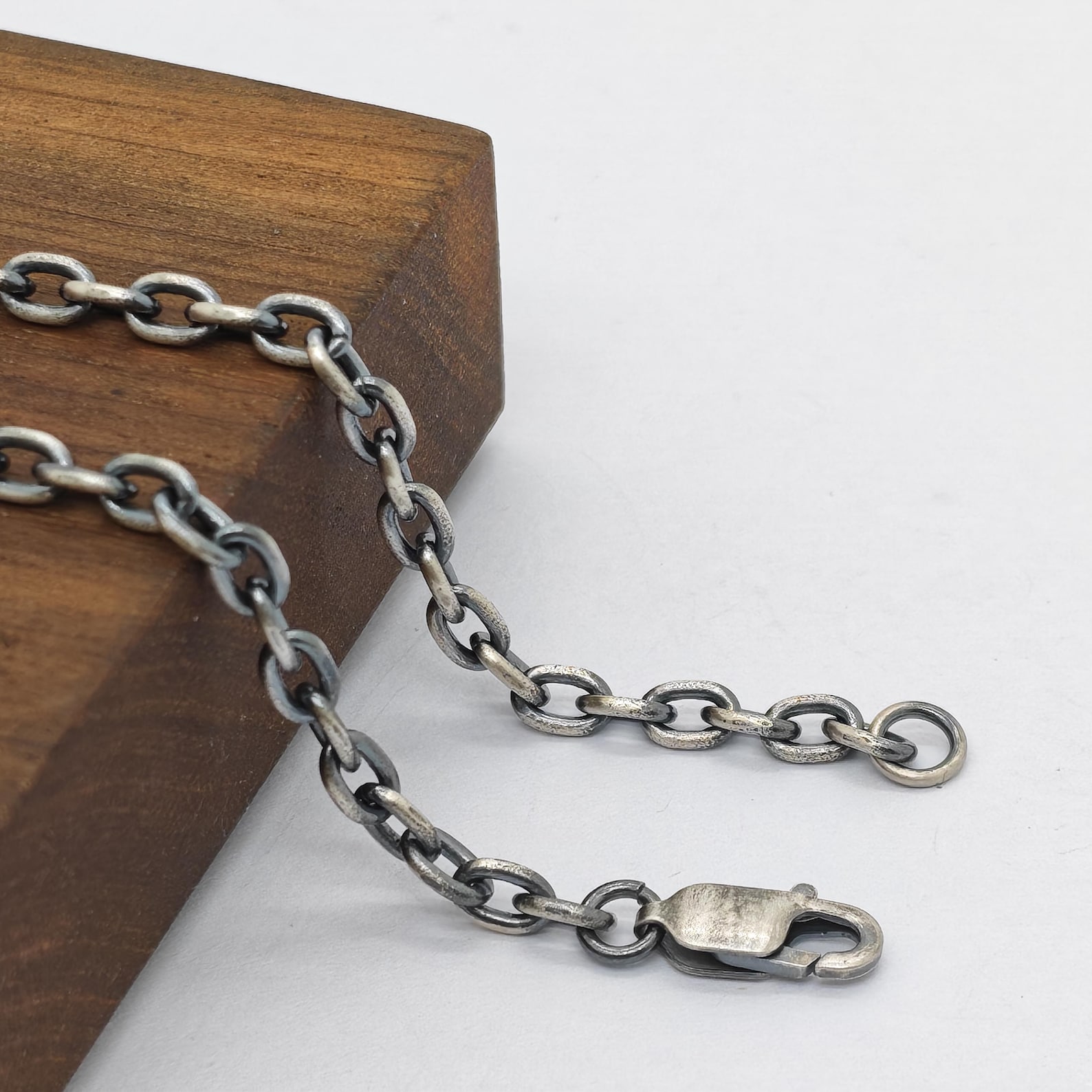 Sterling Silver Oval-shaped Necklace, 925 Silver Cable Chain For Unisex ...