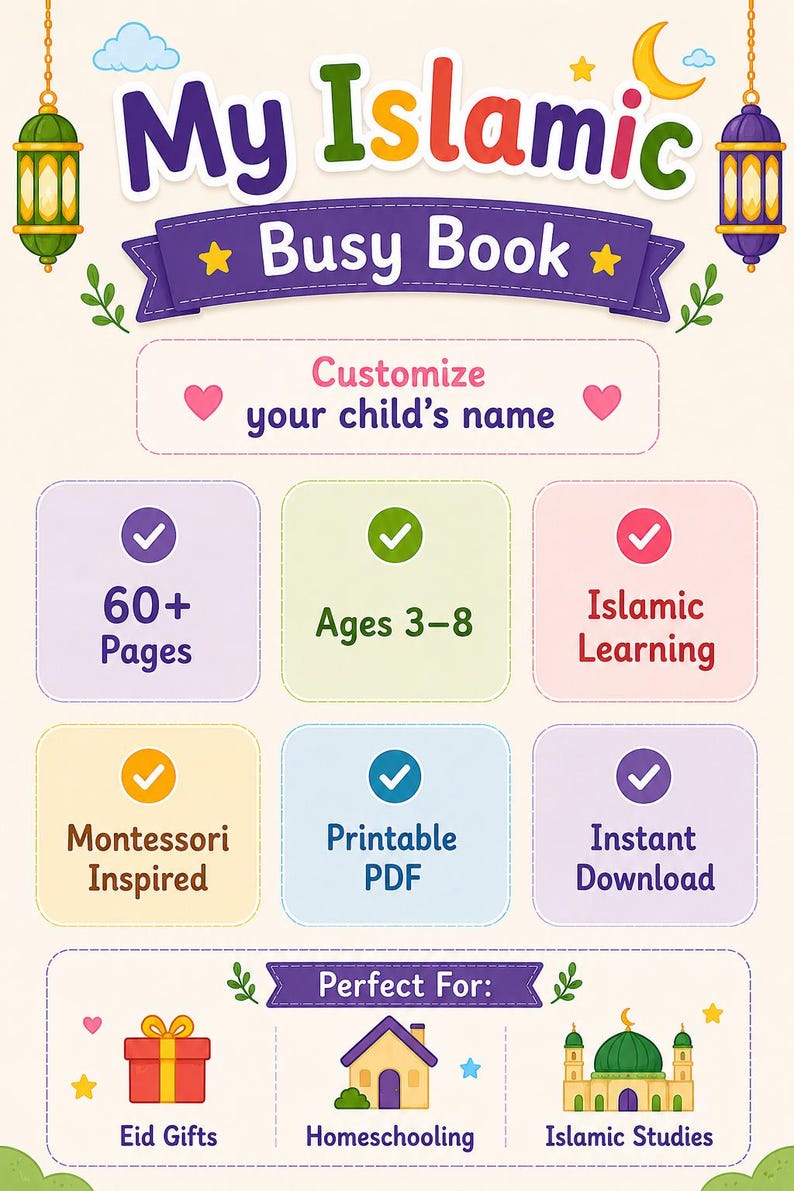 Personalized Islamic Busy Book for Kids | Montessori Learning ...
