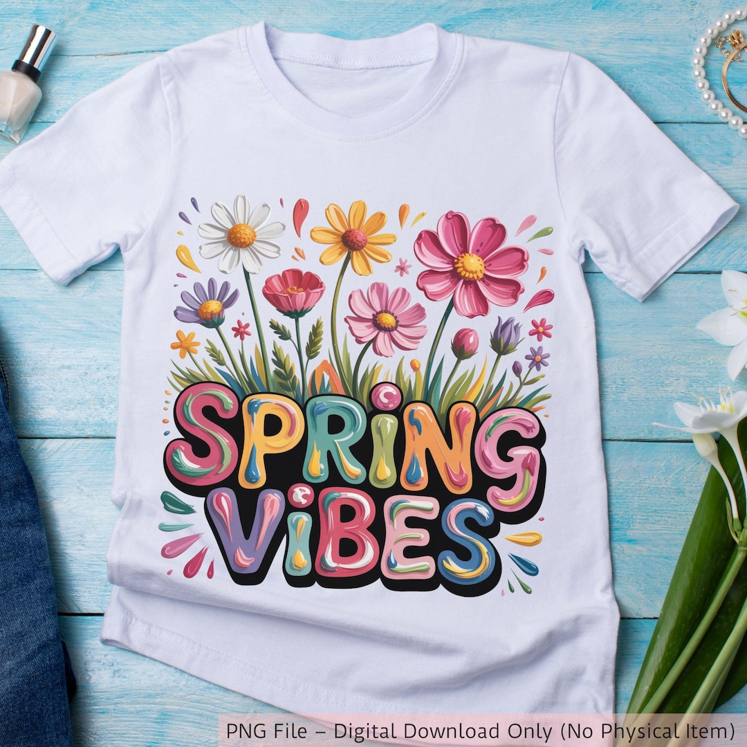 Retro Spring Vibes PNG, Groovy Floral Spring Shirt Design, Colorful ...