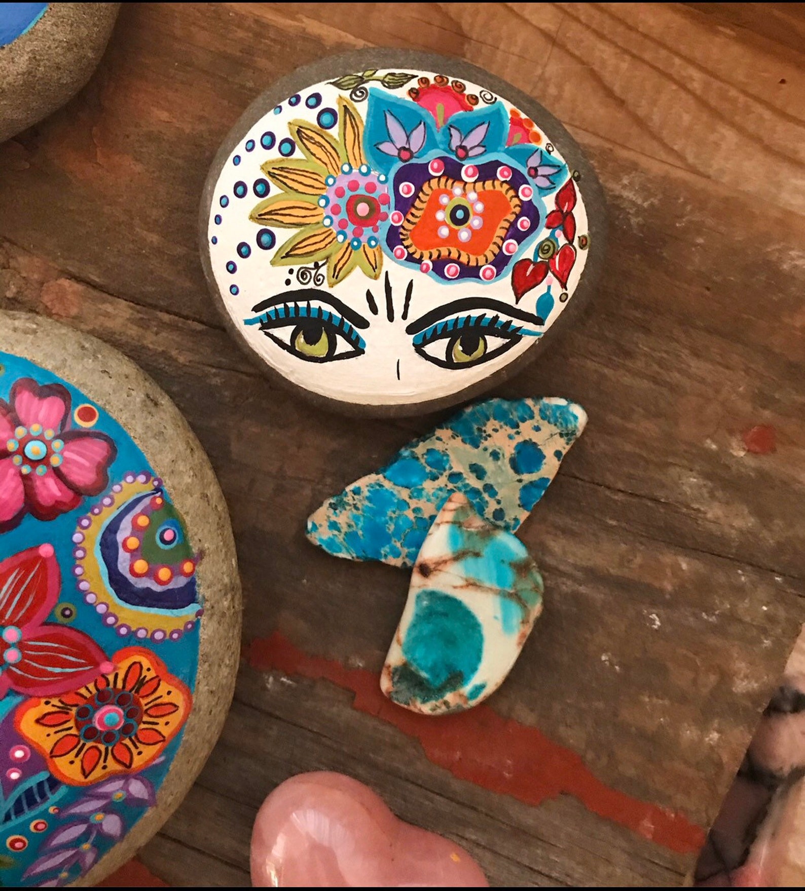 Colorful Boho River Stone | Etsy