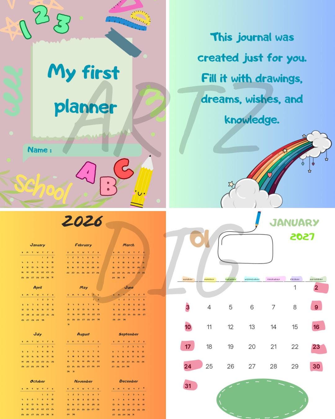 Kids Printable Planner A4 School Homework Organizer (digital Download ...