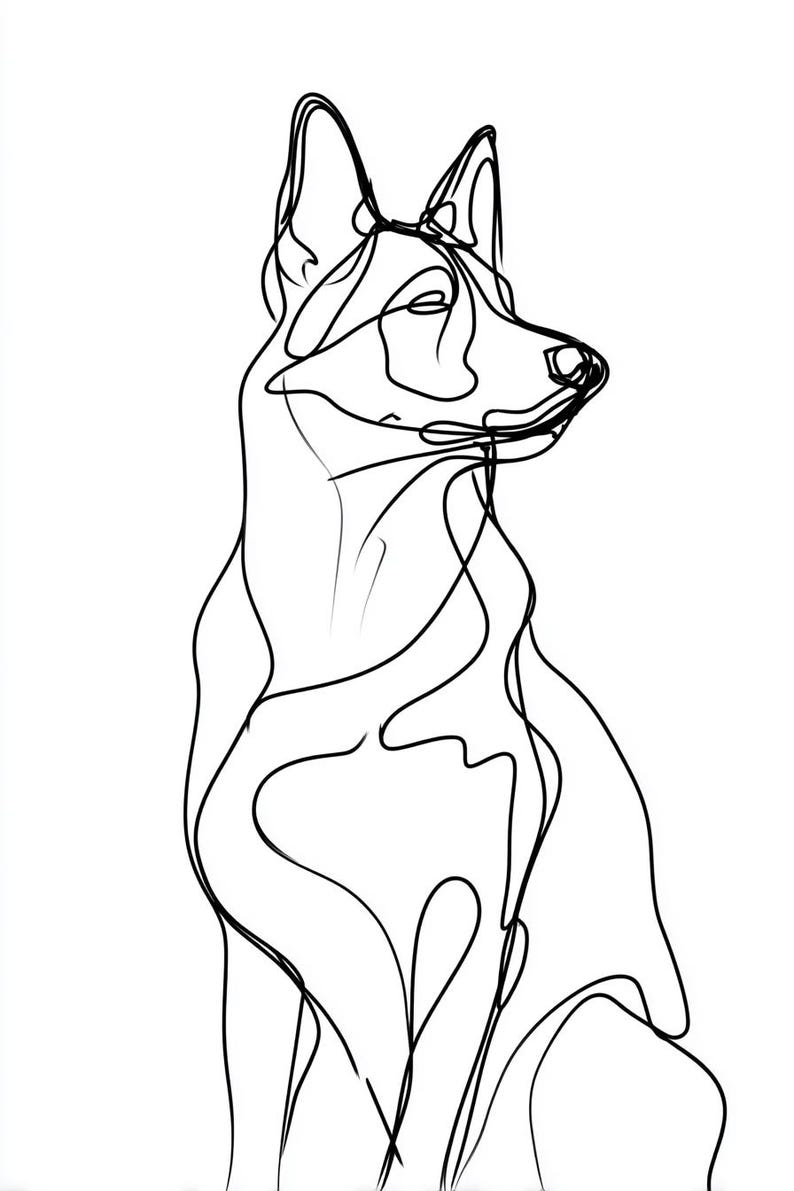 German Shepherd Gifts | German Shepherd Line Art Print | Instant ...