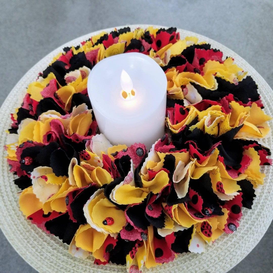 Ladybug Centerpiece, Ladybug Decor, Fabric Candle Ring, Candle ...